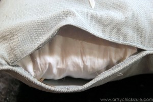 Feather Pillow "Fail" (and a simple "no-sew" fix) - Artsy Chicks Rule®