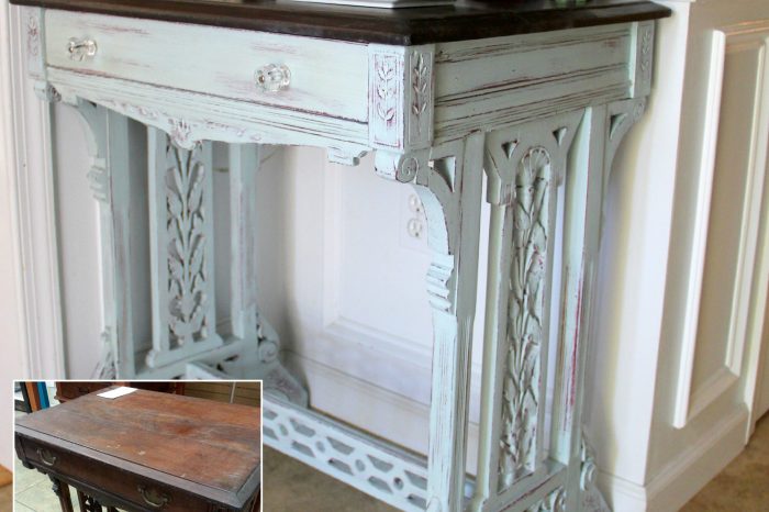 Teal and Red Writing Desk Makeover (with Glue, Screws and Chalk Paint ...