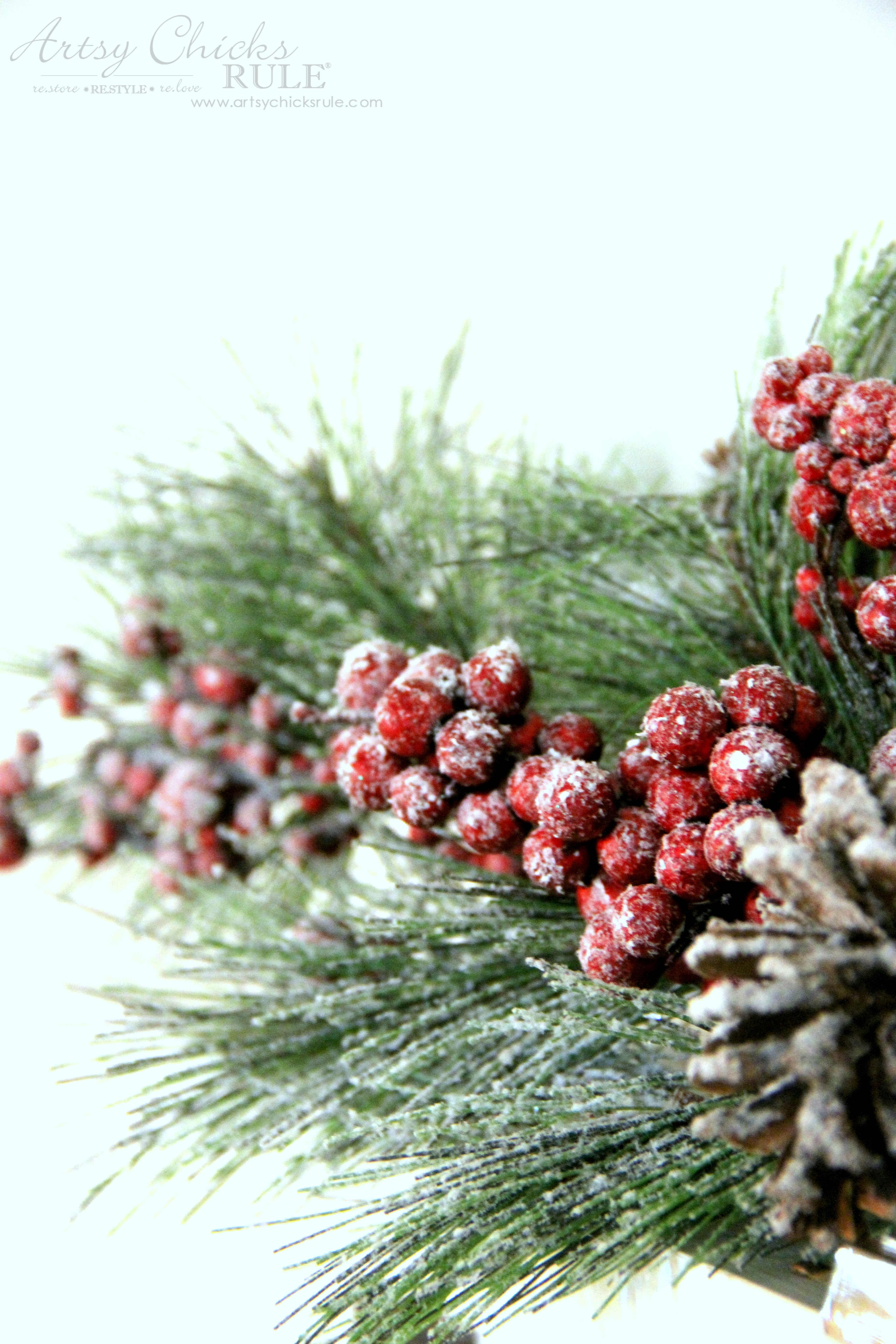 DIY Snow Flocking (wreaths, live branches and more!) - Artsy Chicks Rule®