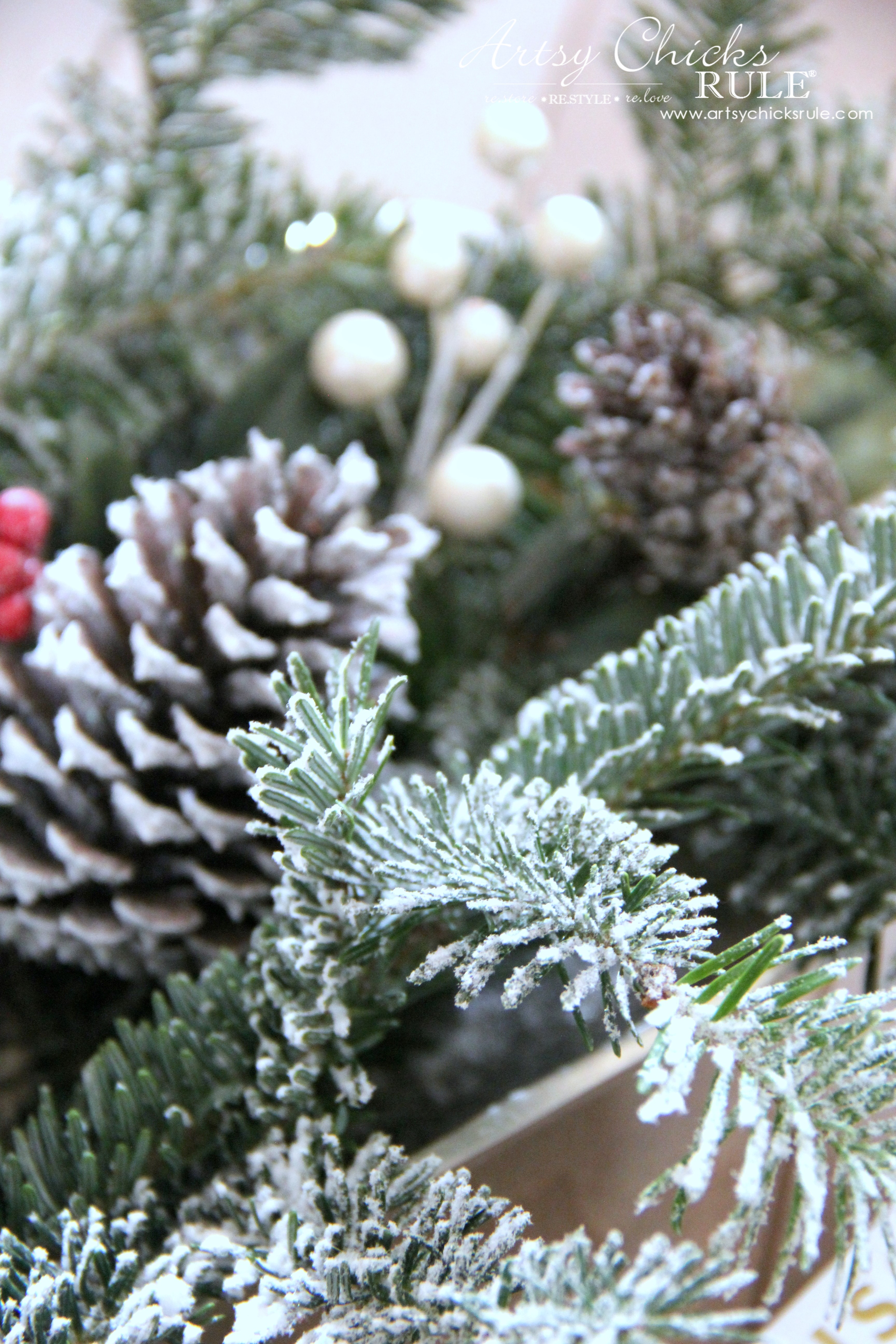 DIY Snow Flocking (wreaths, live branches and more!) - Artsy Chicks Rule®