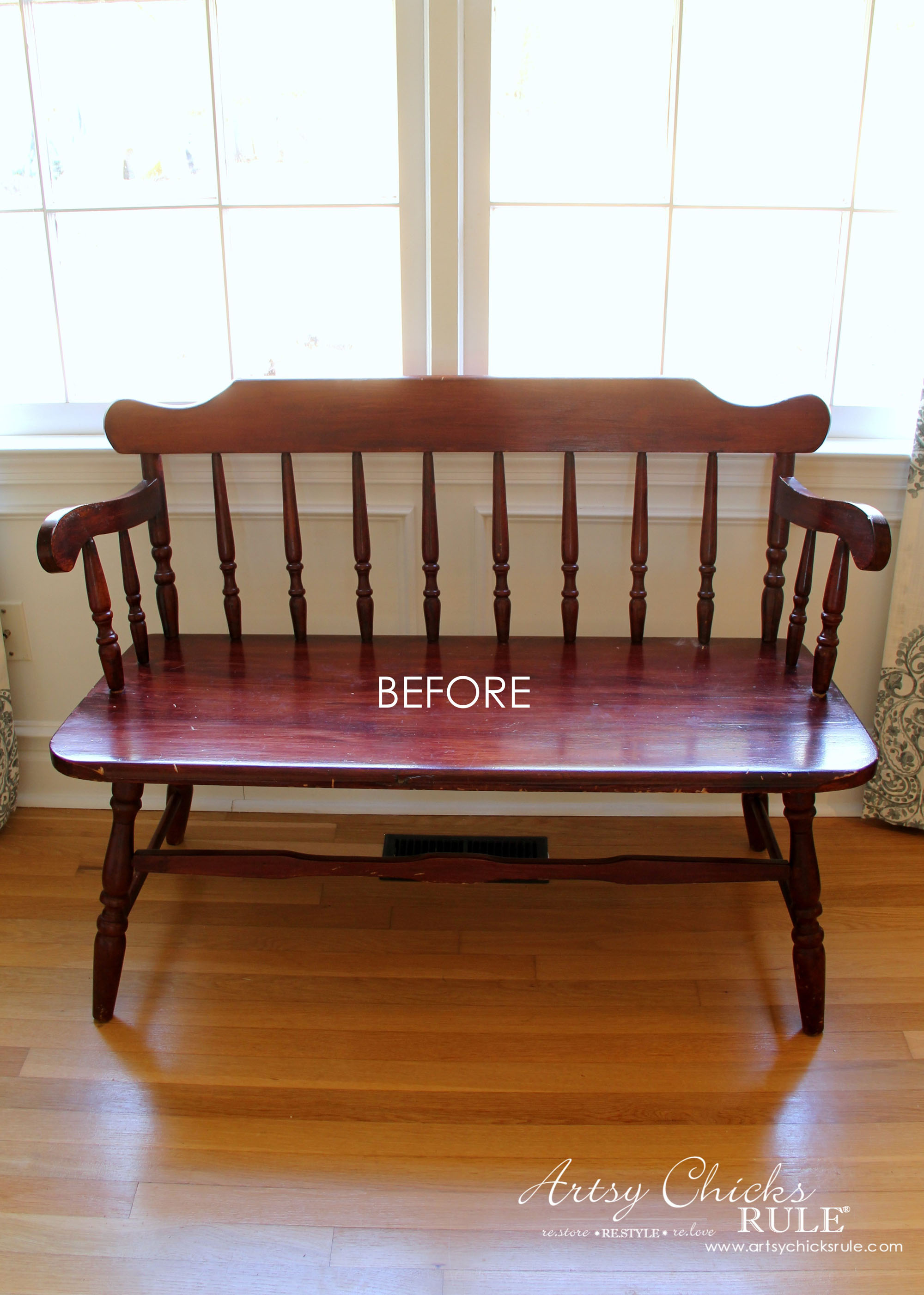 French Poem White Bench Makeover - Artsy Chicks Rule®