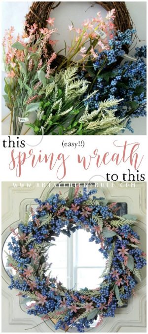 DIY Pink & Blue Easy Spring Wreath (perfect colors for spring!) - Artsy ...