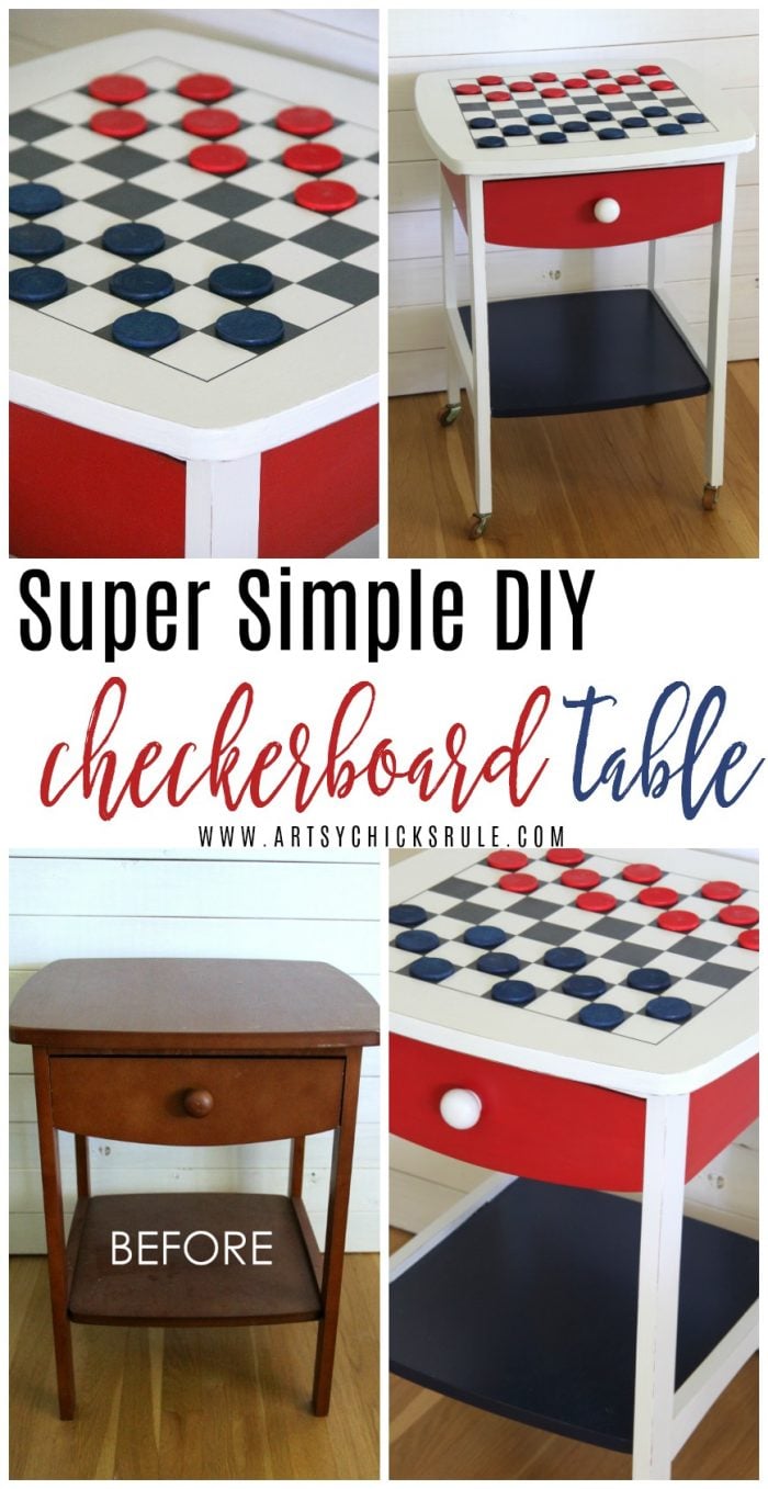 DIY Checkerboard Table (Patriotic Style) - Artsy Chicks Rule®
