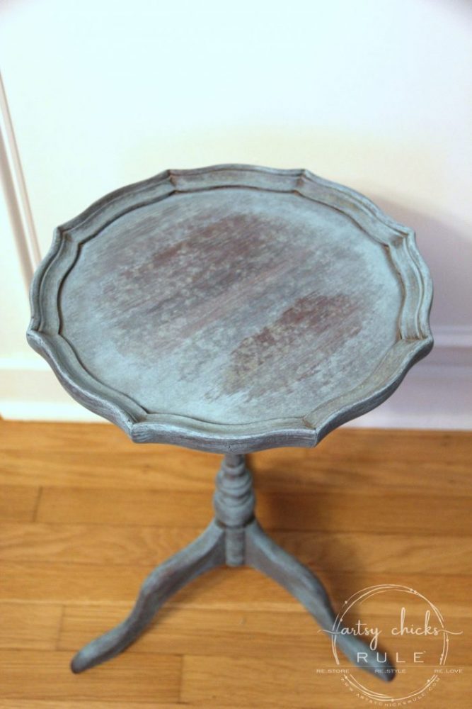 Chalk Painted Antique Side Table (easy "antiquing" technique!) - Artsy ...