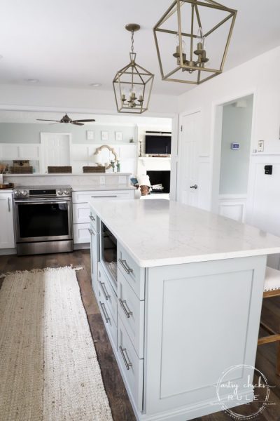 DIY Kitchen Island Makeover (made with big box store cabinets!) - Artsy ...