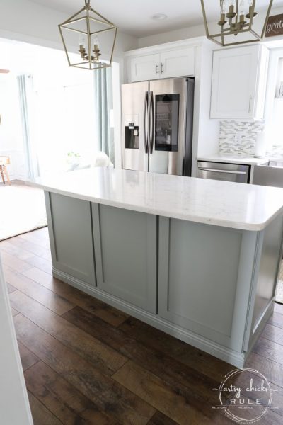 DIY Kitchen Island Makeover (made with big box store cabinets!) - Artsy ...