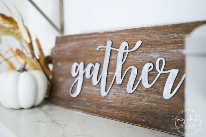 Galvanized Metal Gather Sign (dollar store & scrap wood!) - Artsy ...