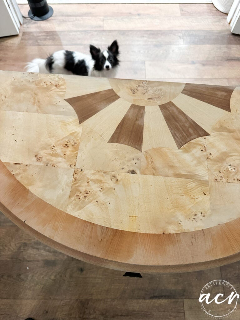 Half Moon Table Makeover With Paint and Stain - Artsy Chicks Rule®