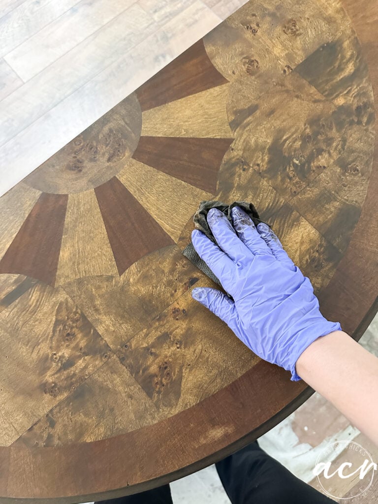 Half Moon Table Makeover With Paint and Stain - Artsy Chicks Rule®